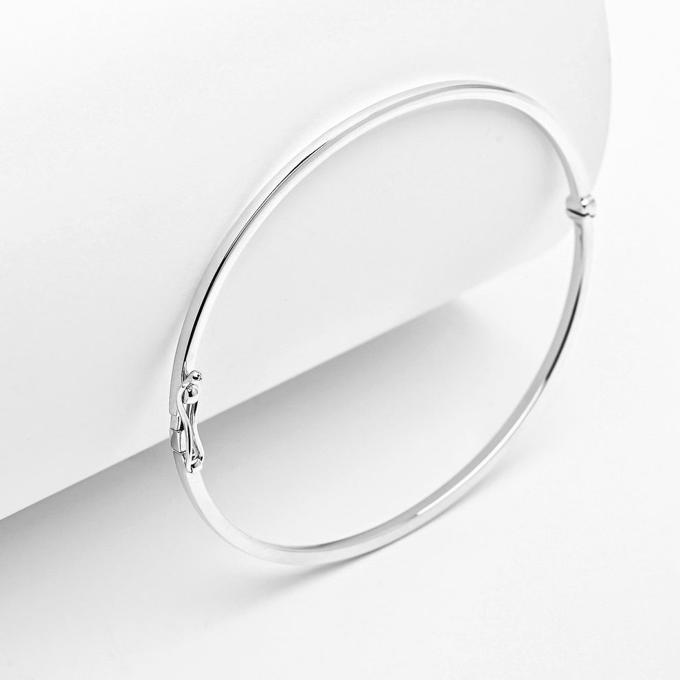 Dainty Bangle Bracelet 2mm in 14K Gold – LunaOroCreations