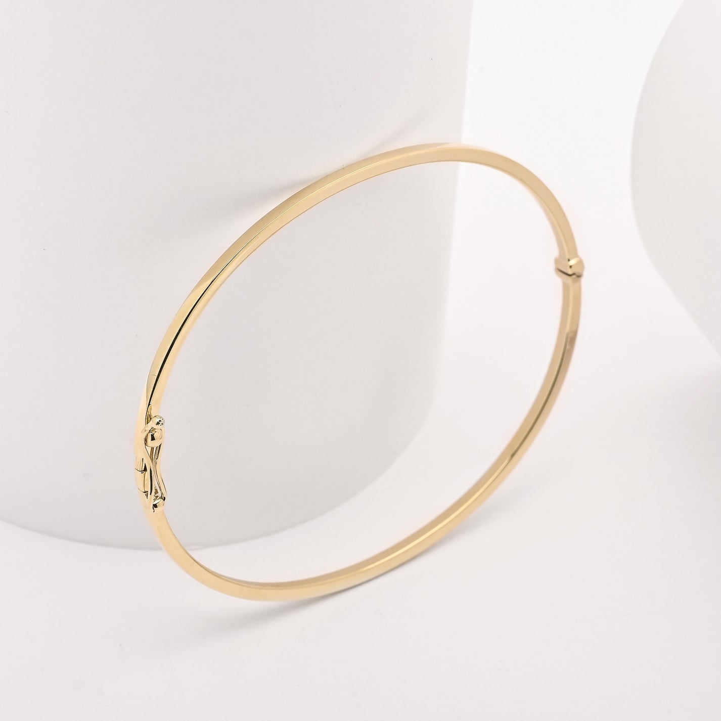 Dainty Bangle Bracelet 2mm in 14K Gold – LunaOroCreations